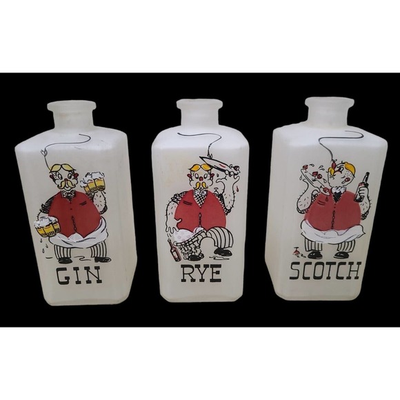 Unbranded | Kitchen | Vintage 3 Decanters Bottles Gin Rye Scotch ...